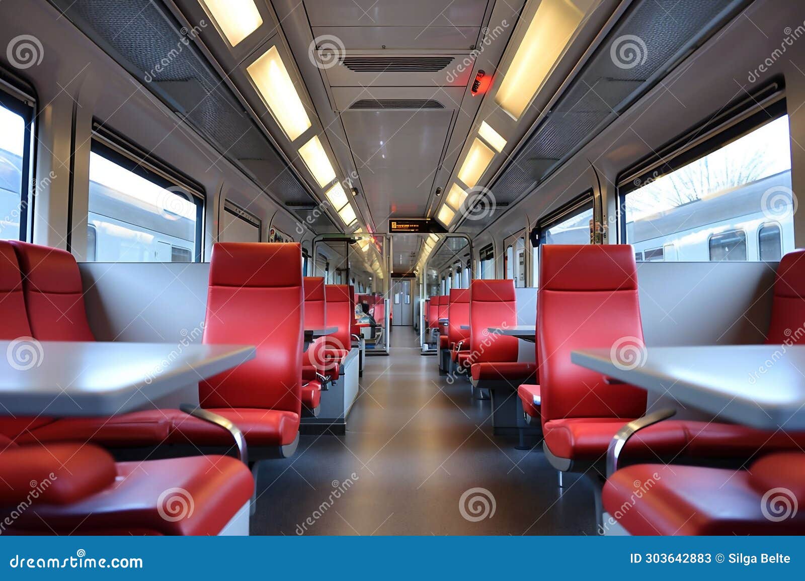 A Spacious and Modern Train Interior Bathed in Natural Light, Featuring ...