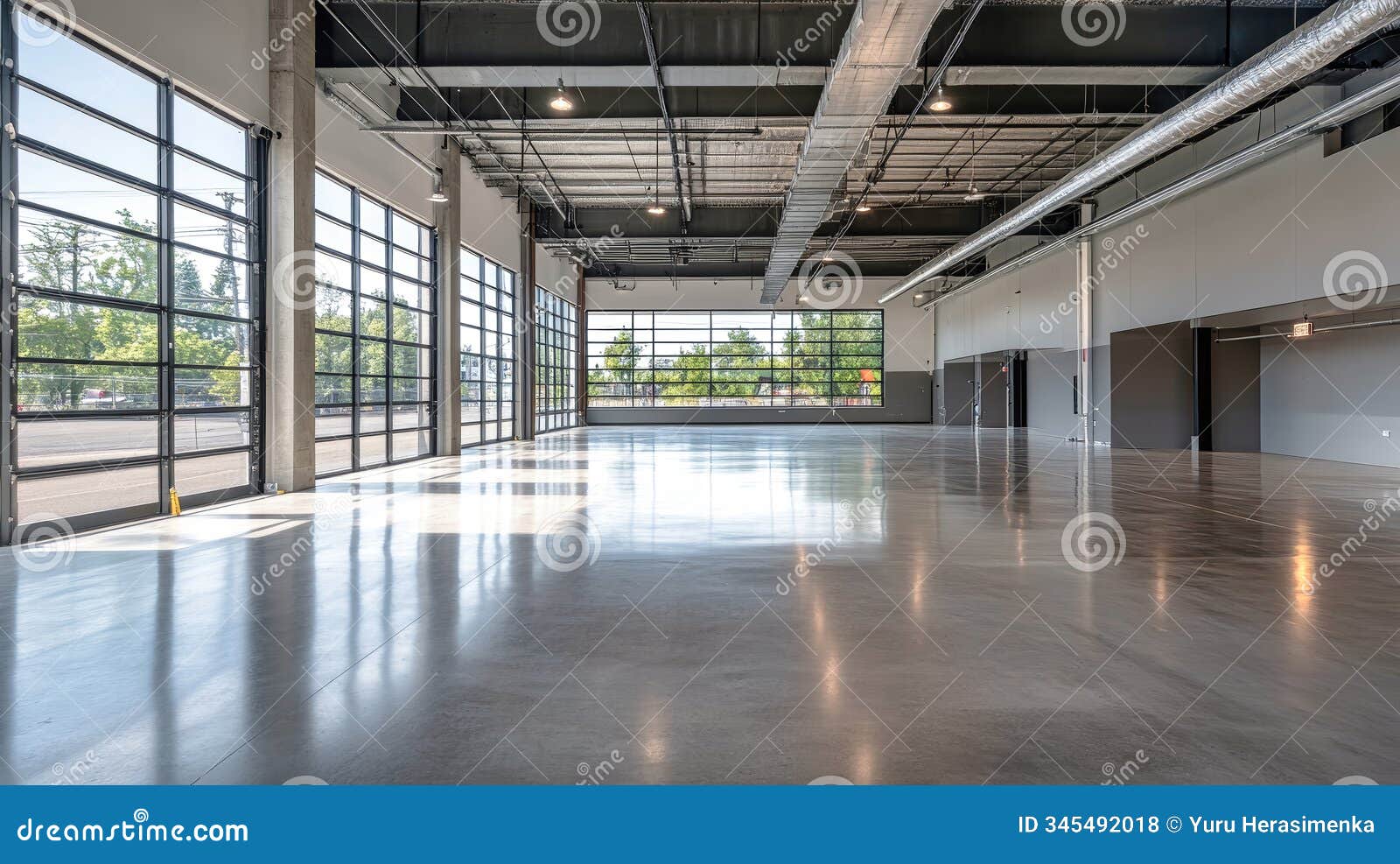Spacious Modern Warehouse with High Ceilings and Panoramic Windows ...