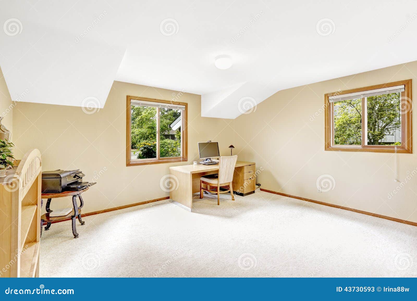 Spacious Office Room in Bright Colors Stock Image - Image of chair ...