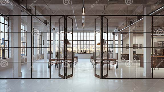 Spacious Open-Concept Studio with Large Windows and Industrial Design ...