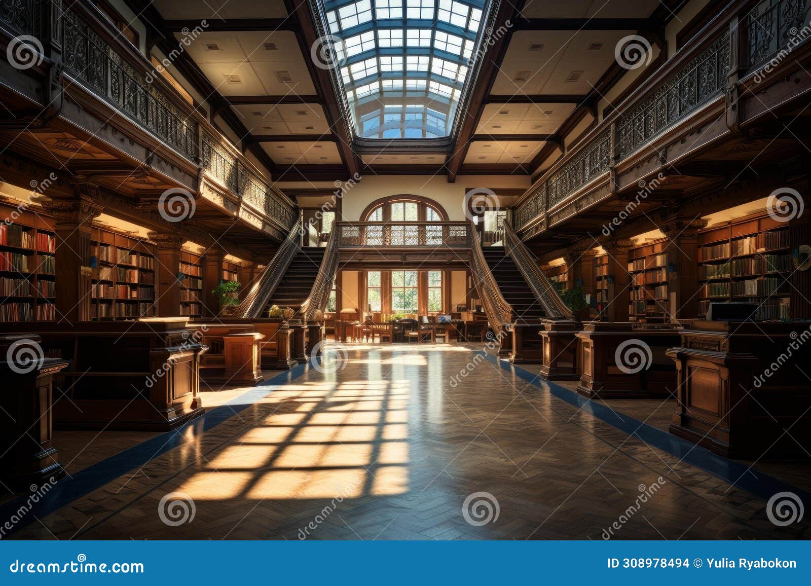 Spacious Public Library Interior. Generate Ai Stock Photo - Image of ...