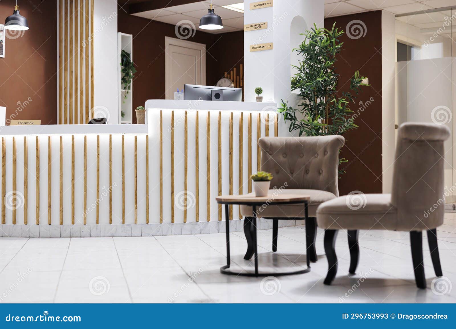 Spacious Reception with Lounge Area Stock Image - Image of travel ...