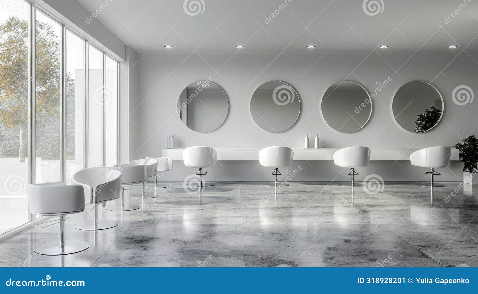 Large Room with Multiple Mirrors on the Wall Stock Image - Image of ...