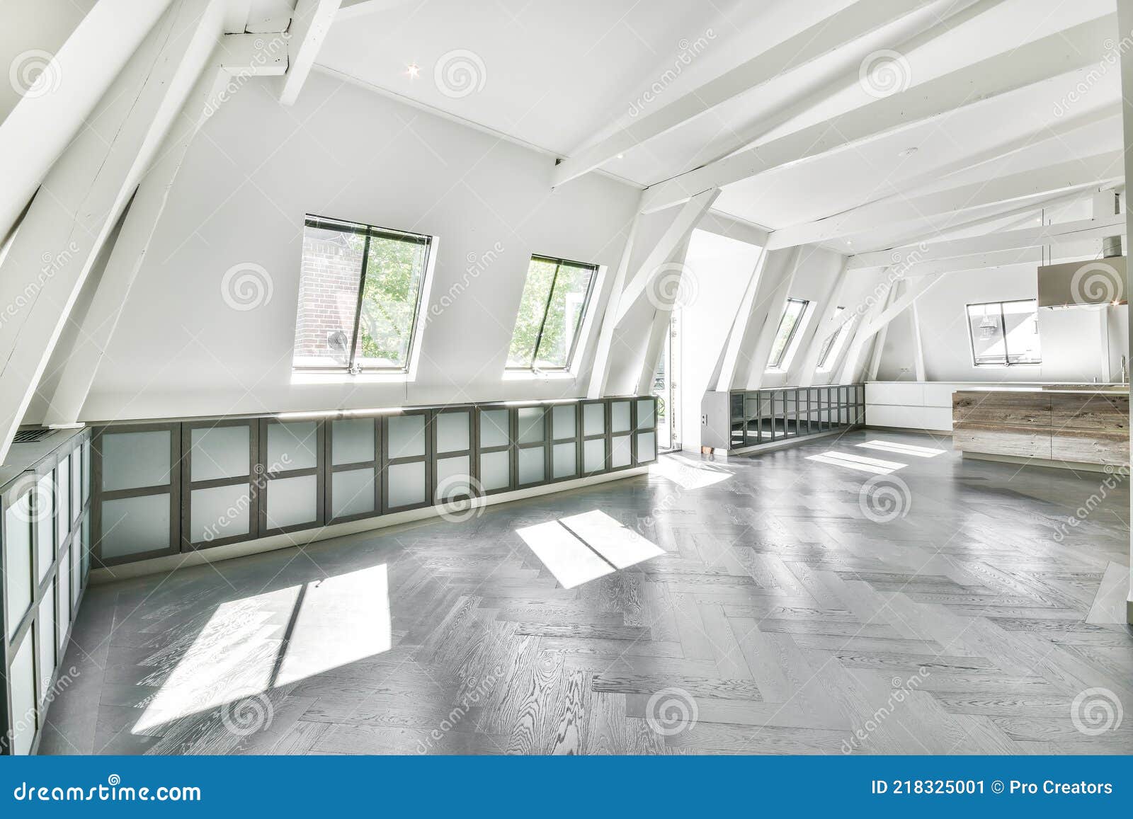 Spacious Room in Modern House Stock Image - Image of plain, parquet ...