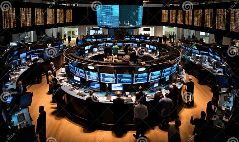 A Spacious Room Overflowing with an Array of Screens Stock Illustration ...