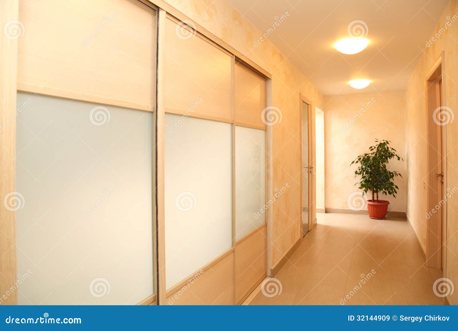 The Spacious Shined Corridor Stock Image - Image of beige, door: 32144909