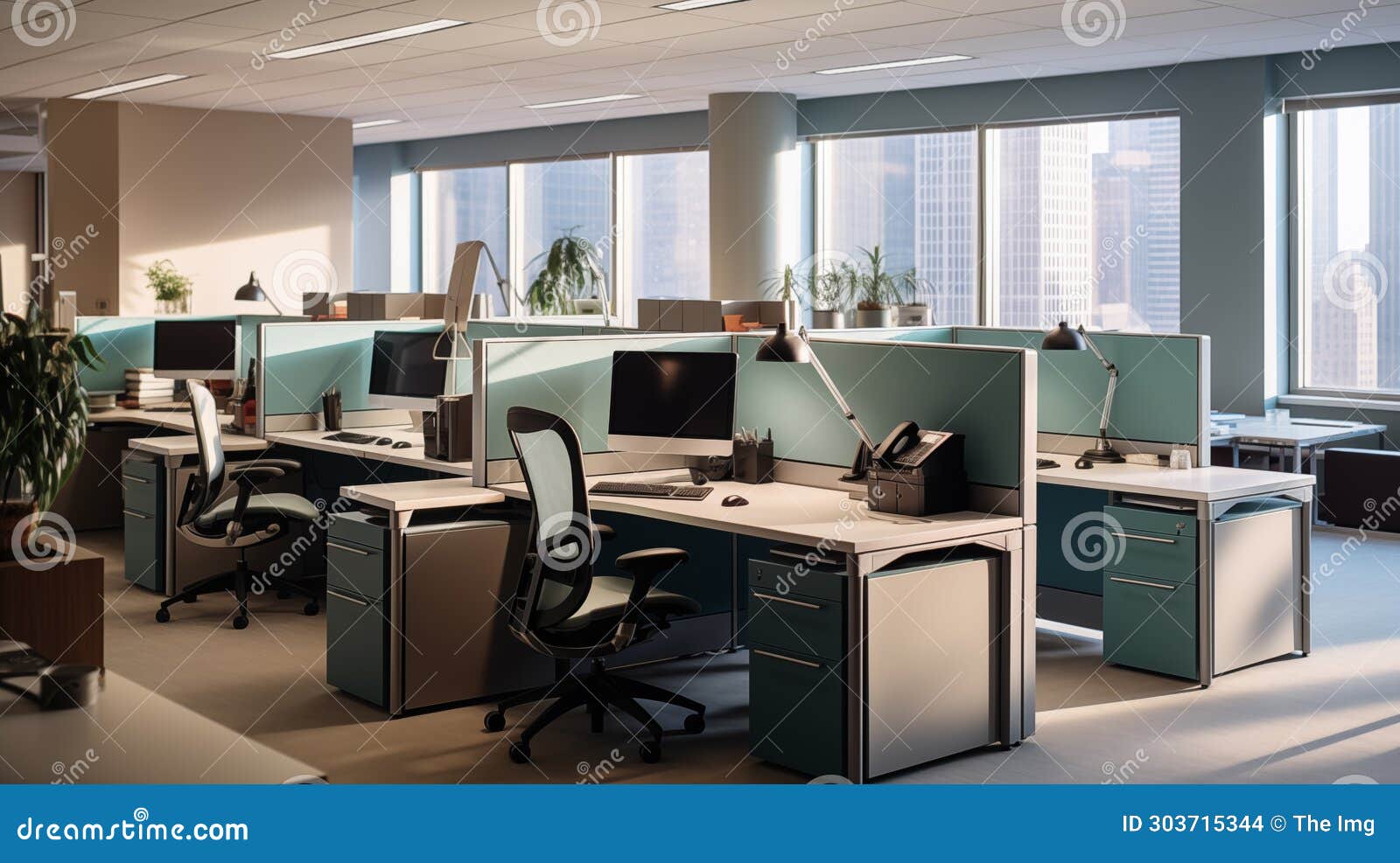 Spacious Traditional Cubicles Office Ai Generated Background Image ...
