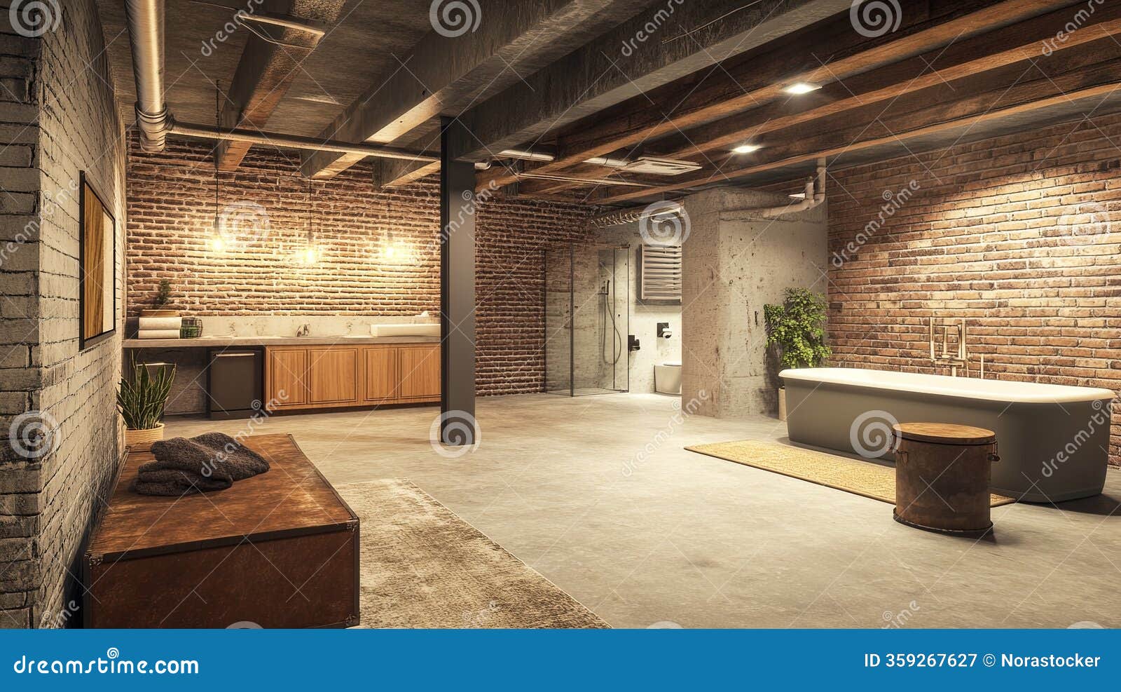 Spacious Unfinished Basement with Plumbing for a Bathroom and High ...