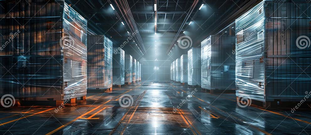 Spacious Warehouse Filled with Storage Containers Stock Image - Image ...