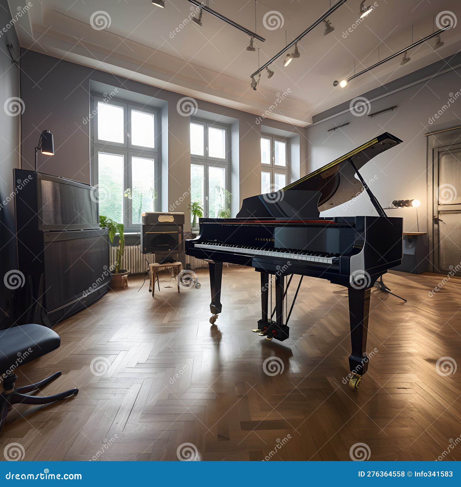 A Spacious and Well-equipped Music Studio with a Grand Pi Created with ...