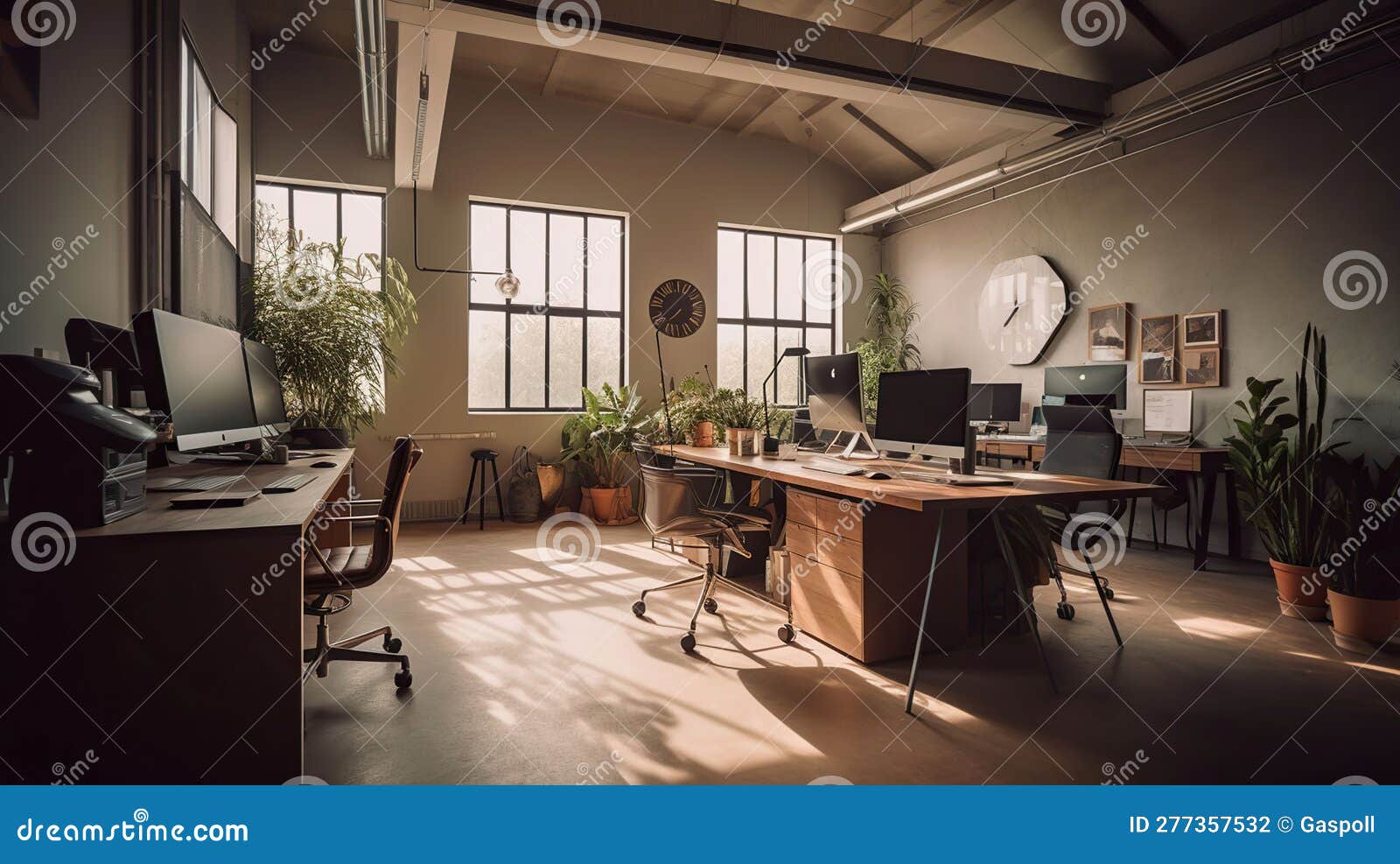 Spacious, Well-lit, Empty Office with Comfy Interiors. AI Generative ...
