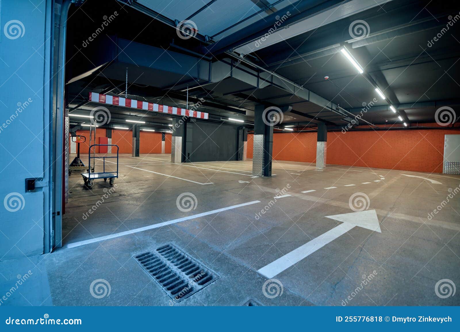 Spacious Well-lit Underground Garage in the Warehouse Facility Stock ...