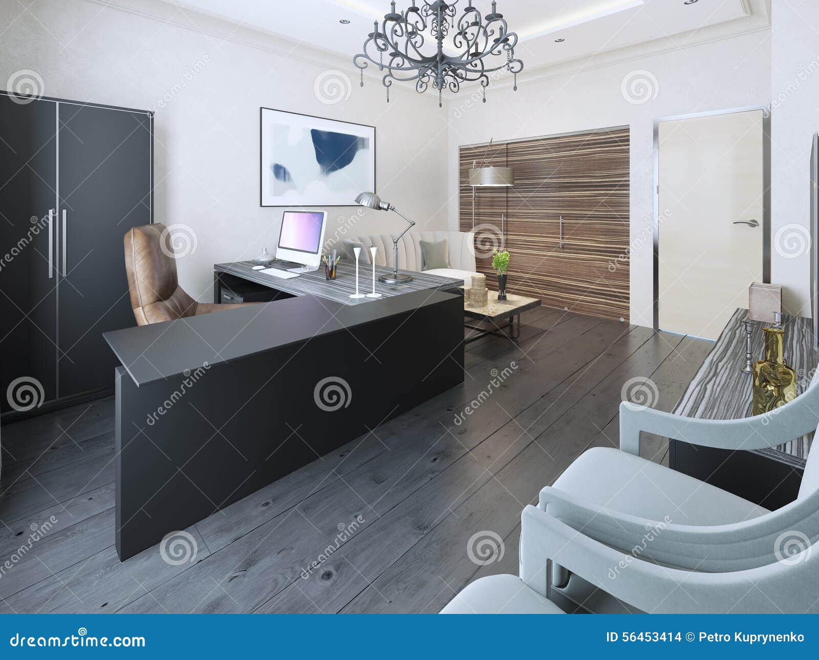 Spacious Working Area Modern Stock Photo - Image of desk, living: 56453414