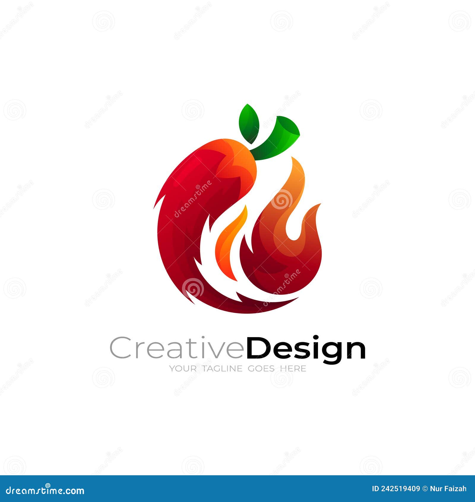 Spacy Logo with Fire Design Template, Red Color Stock Vector ...