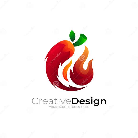 Spacy Logo with Fire Design Template, Red Color Stock Vector ...