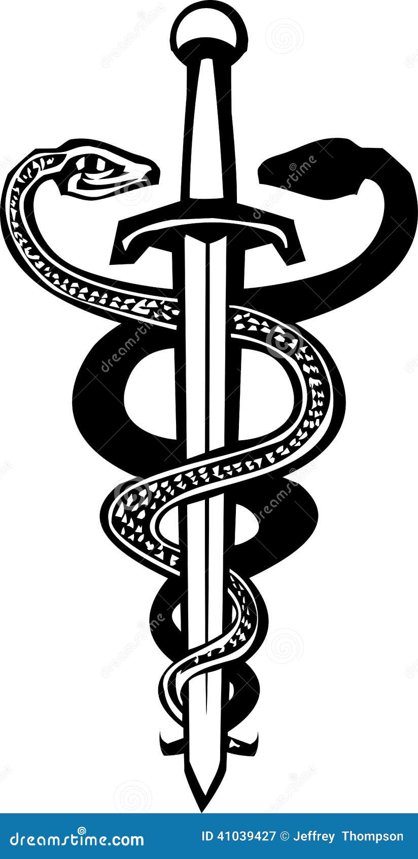 Spada intrecciata serpente illustrazione vettoriale. Illustrazione di ...