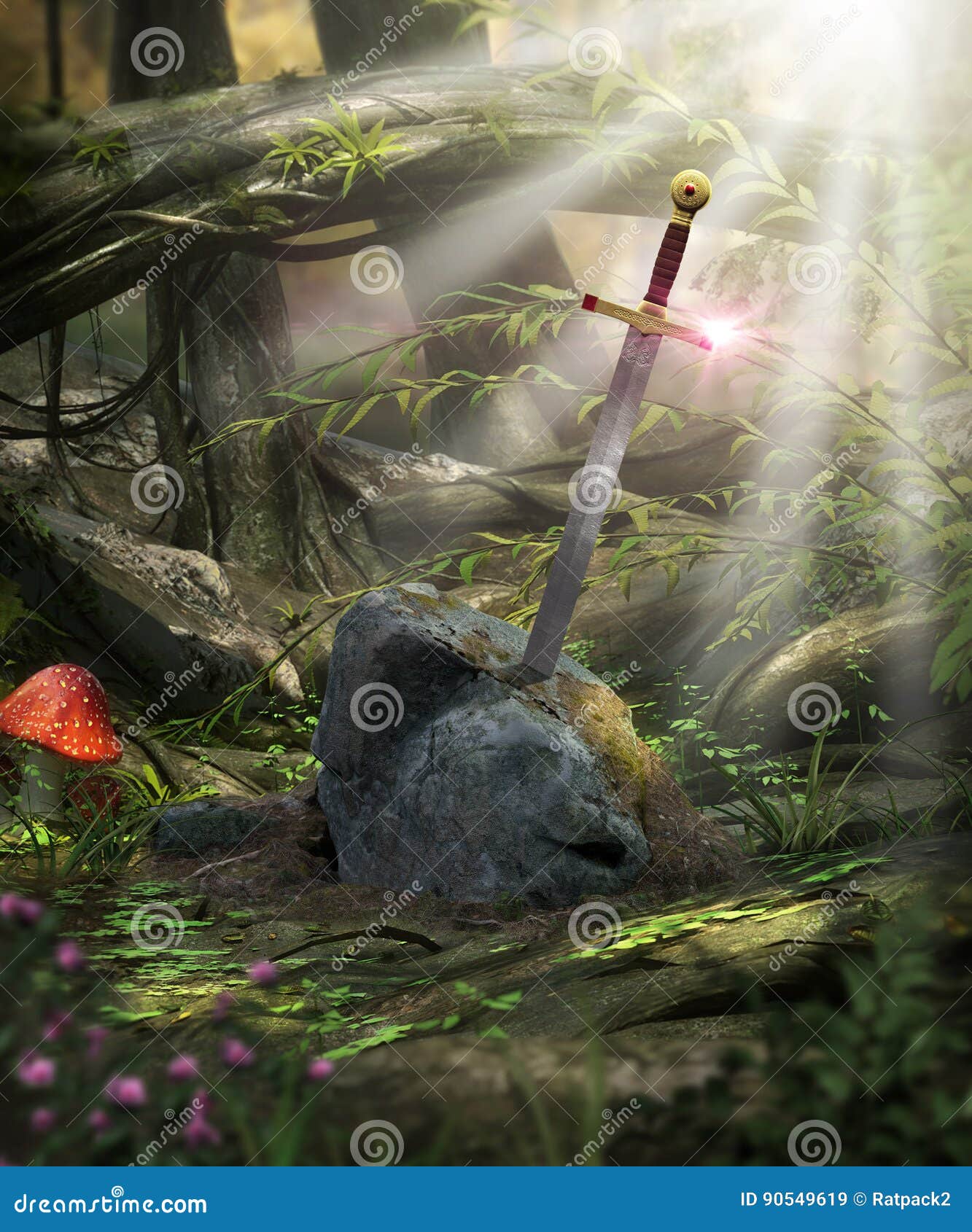 Spada Leggendaria Excalibur Illustrazione di Stock - Illustrazione di ...