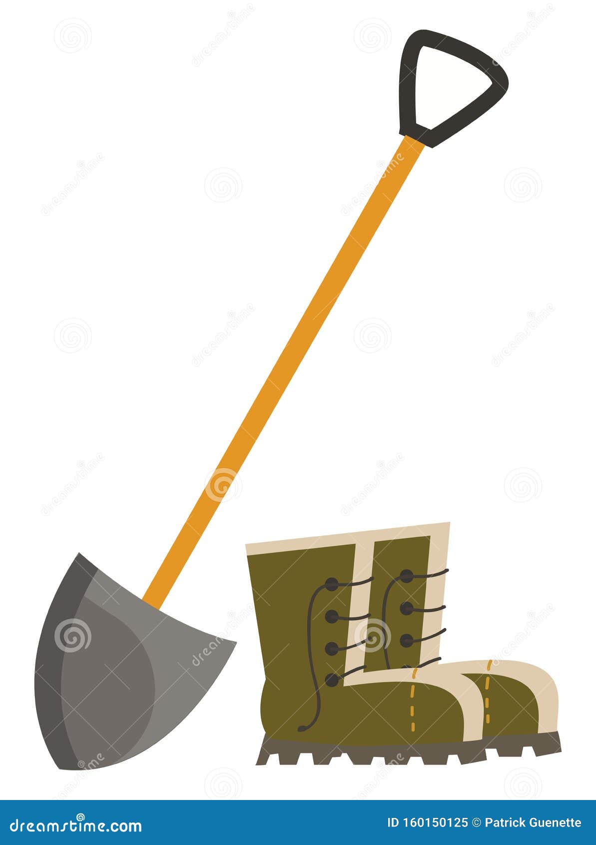 Spade and Boots Garden Tools Color Vector Stock Vector - Illustration ...