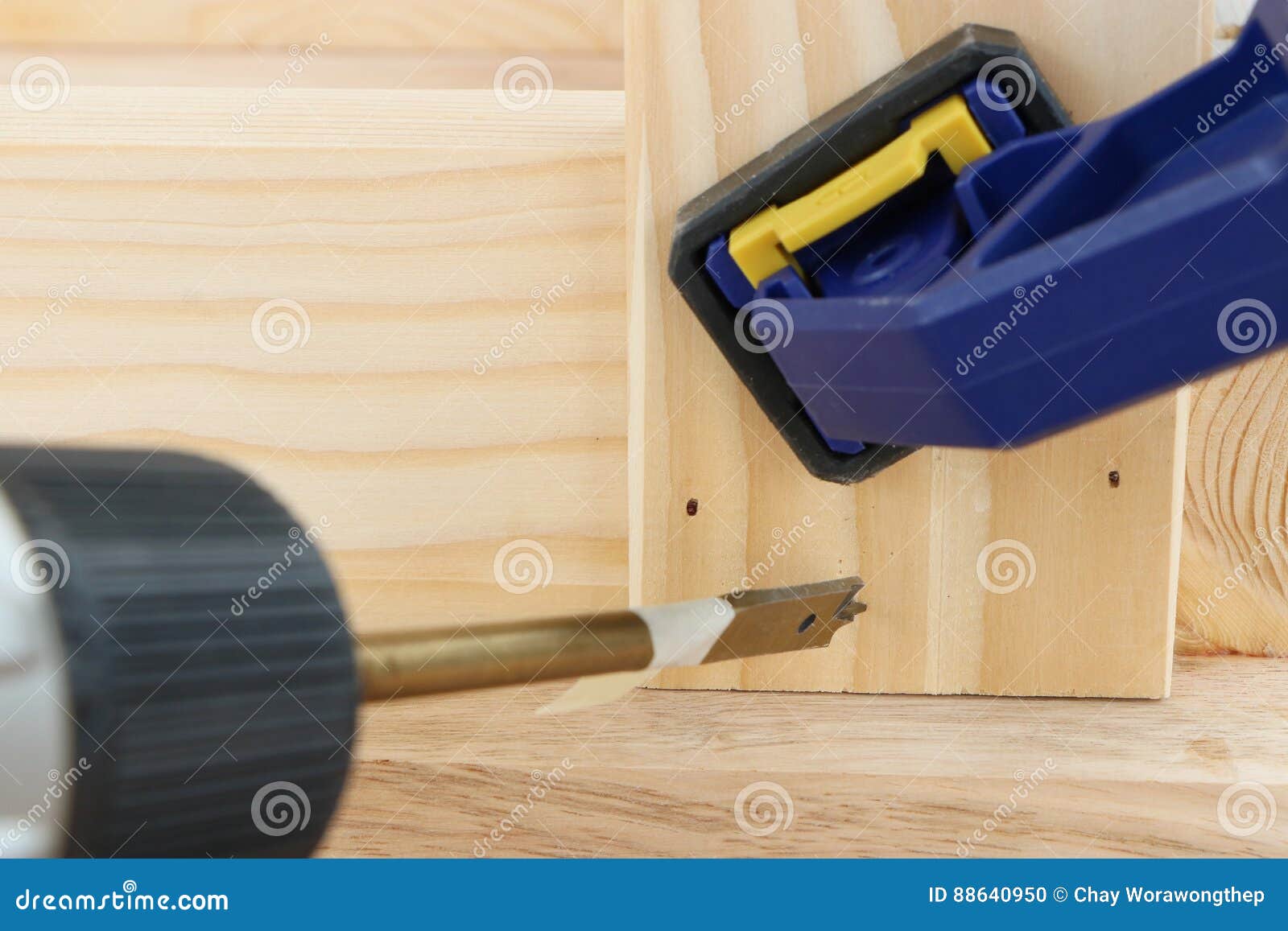 Spade drill bit and clamp stock photo. Image of making - 88640950
