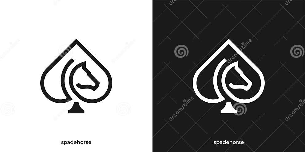 Simple Spade Horse Logo. Ace Spade and Horse Graphic Icons Stock ...