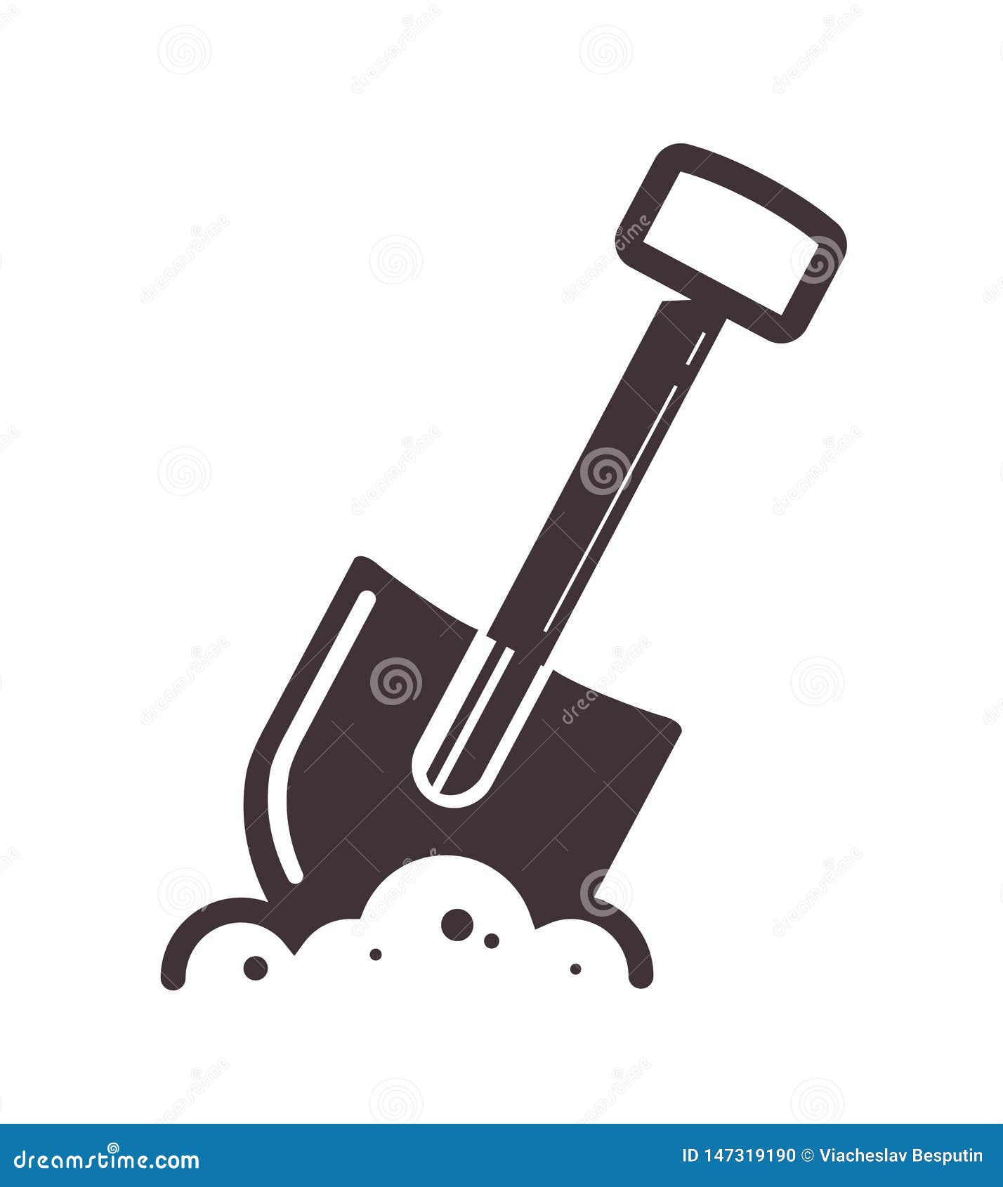Spade Icon Stuck into the Ground. Stock Vector - Illustration of logo ...