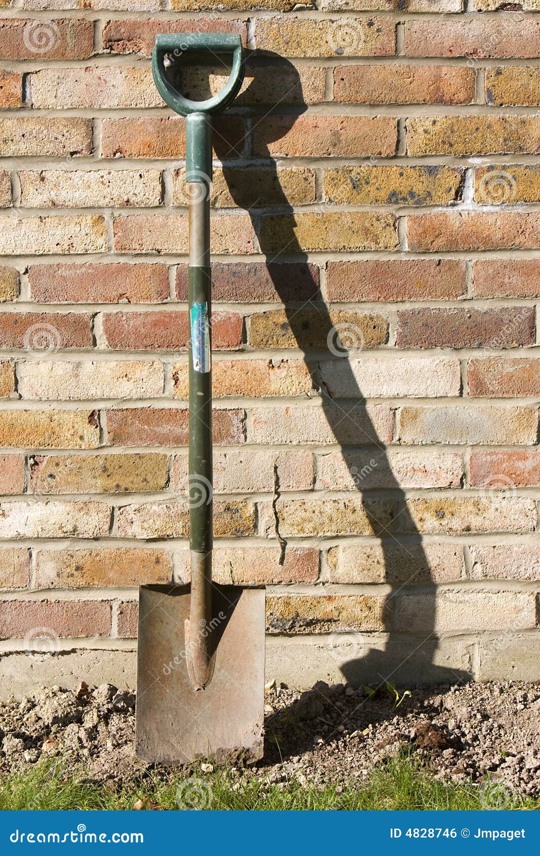 Spade Leaning Against Old Garden Wall Royalty Free Stock Image - Image ...