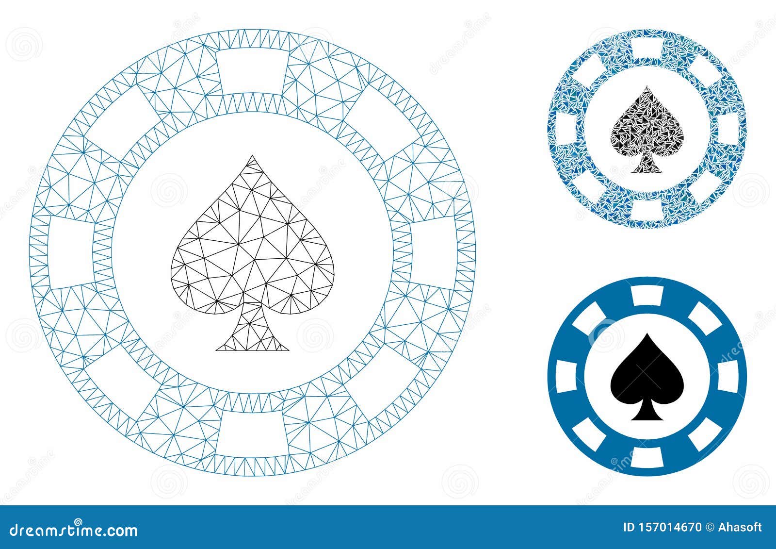 Spades Casino Chip Vector Mesh Network Model and Triangle Mosaic Icon ...