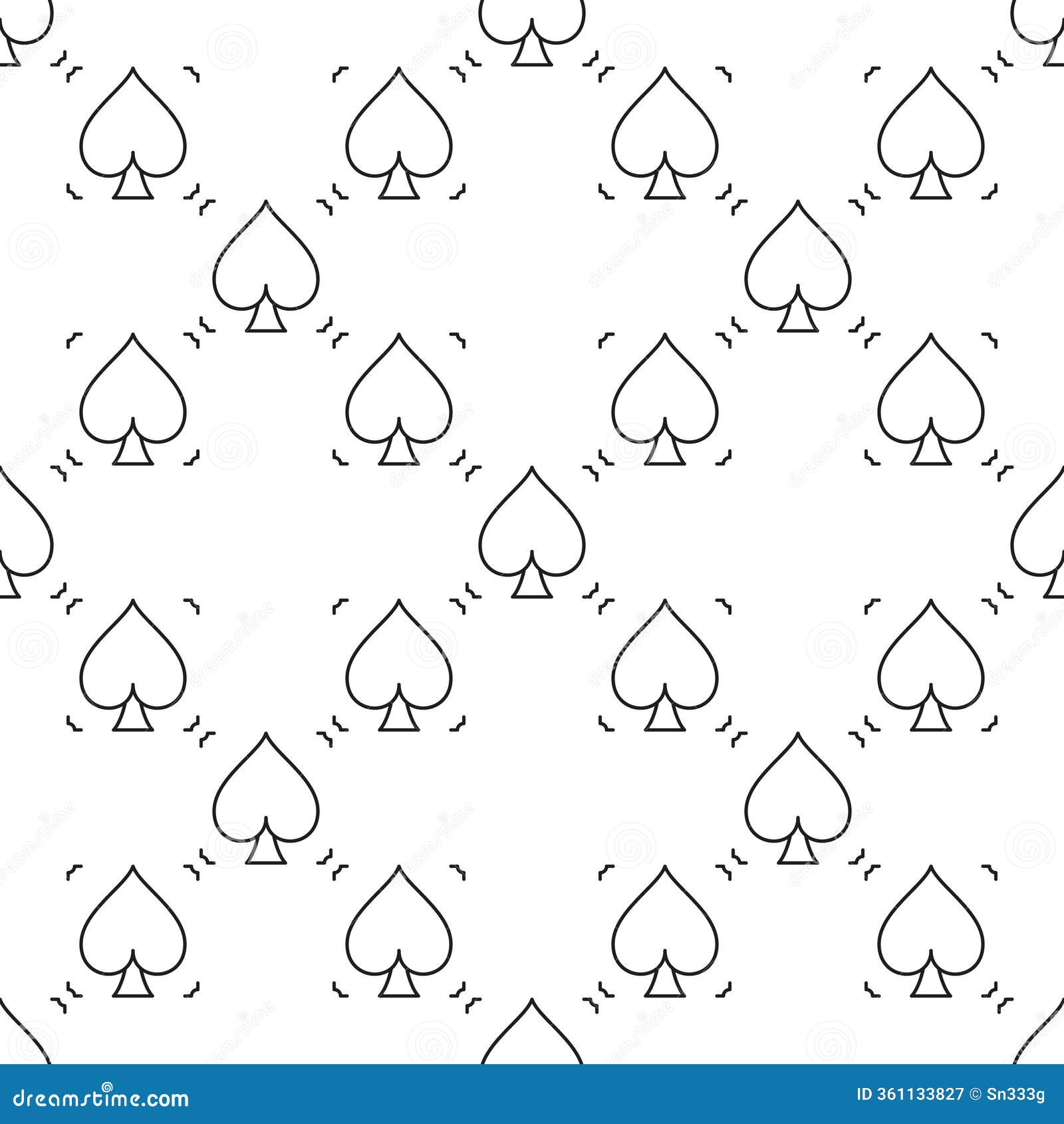 Spades Playing Card Suit Vector Simple Outline Seamless Pattern Stock ...