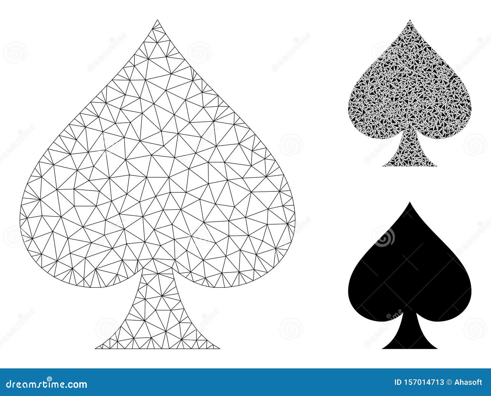 Spades Suit Vector Mesh 2D Model and Triangle Mosaic Icon Stock Vector ...