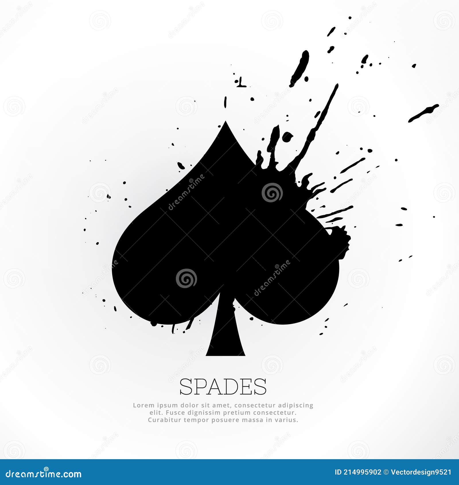 Spades Symbol with Ink Splatter Stock Vector - Illustration of ...