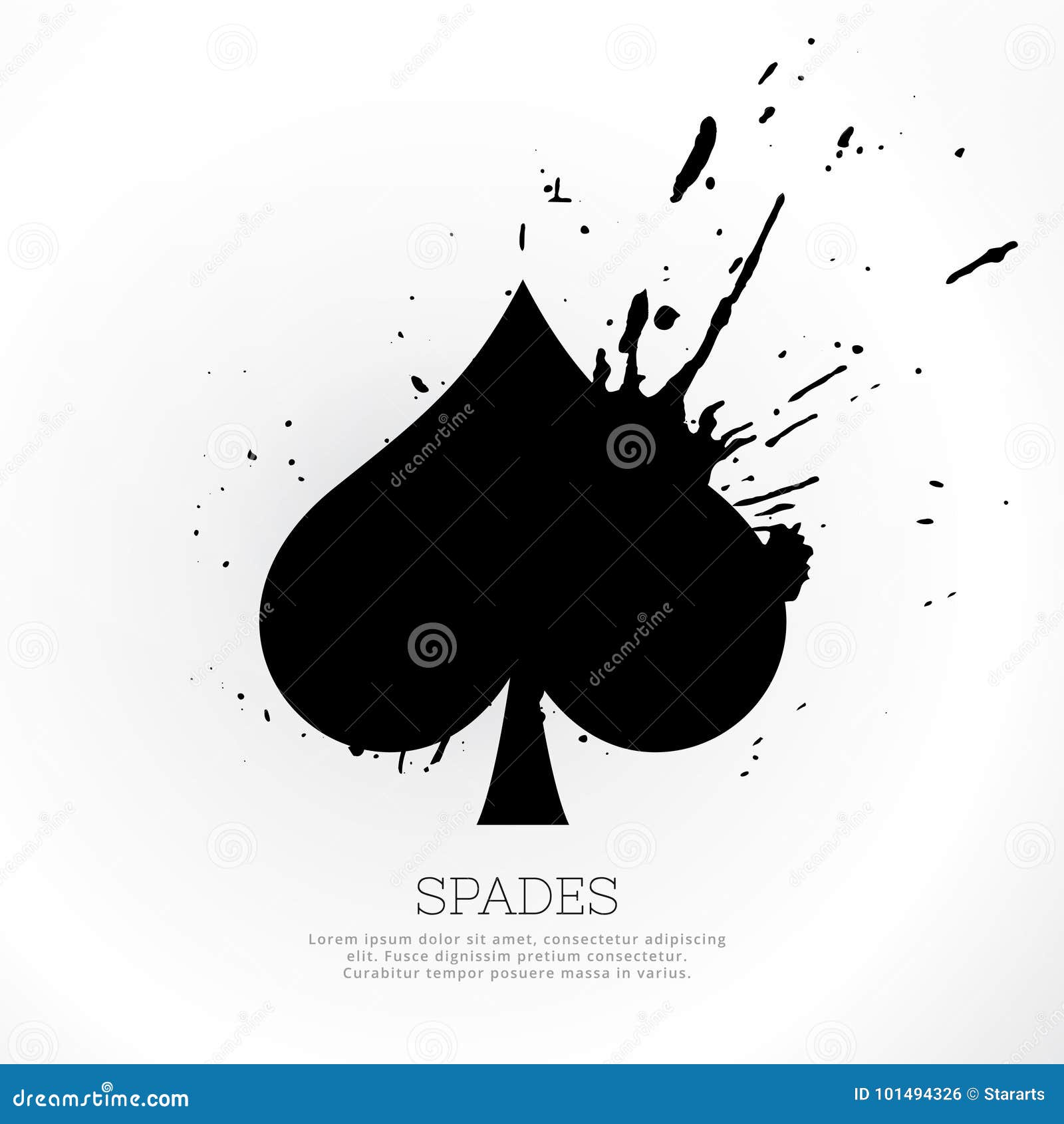 Spades Symbol with Ink Splatter Stock Vector - Illustration of vegas ...