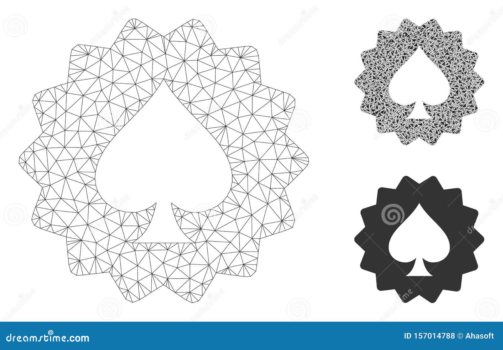 Spades Token Vector Mesh Wire Frame Model and Triangle Mosaic Icon ...