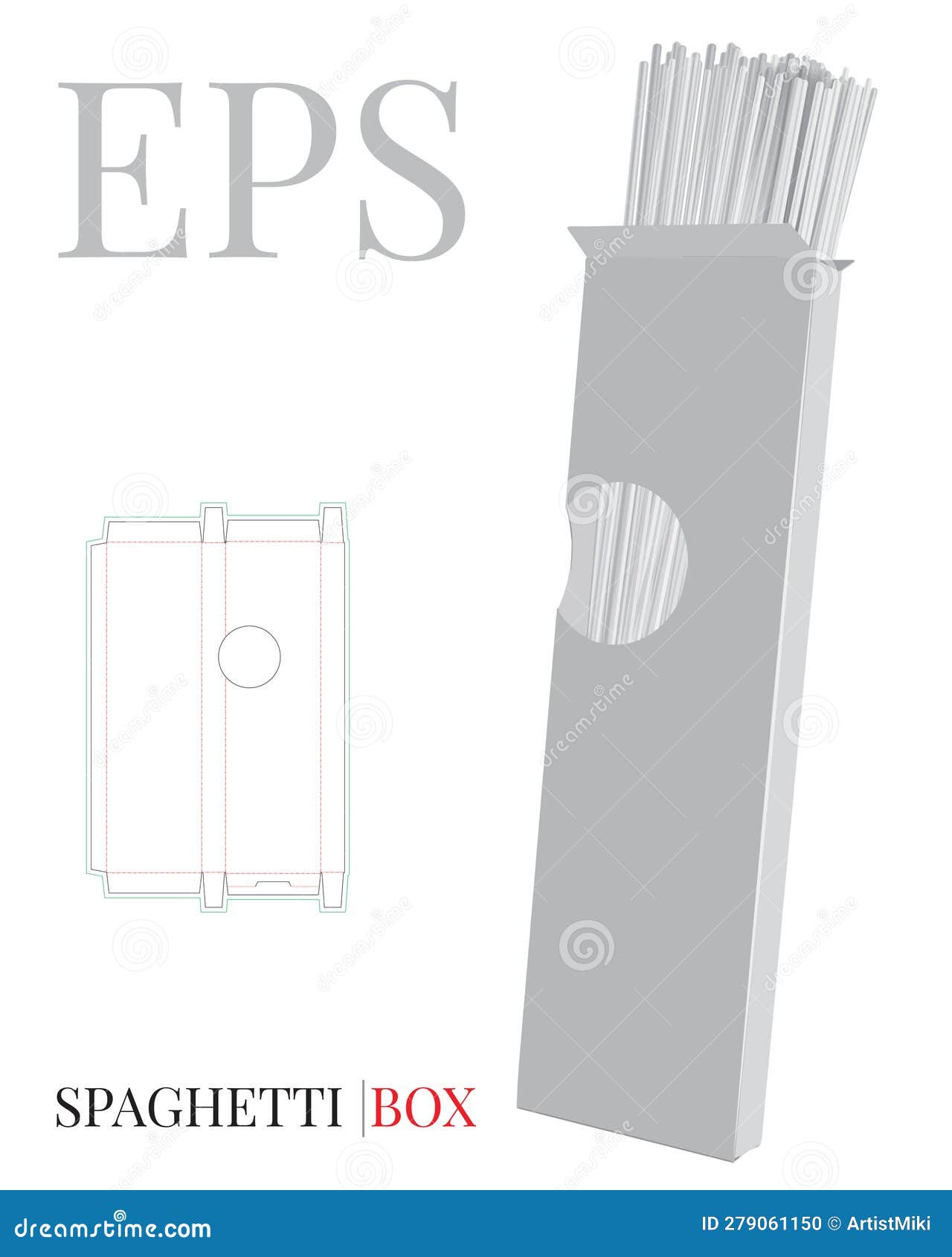 Spaghetti Box Die Cut Template, Vector Stock Vector - Illustration of ...