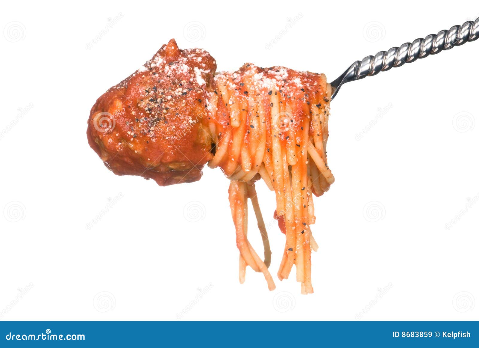Spagetti and Meatballs on a White Background Stock Image - Image of ...