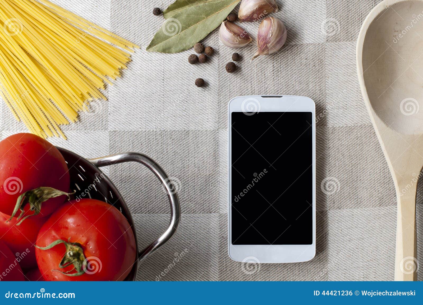 Spagetti set stock photo. Image of ingredient, food, phone - 44421236