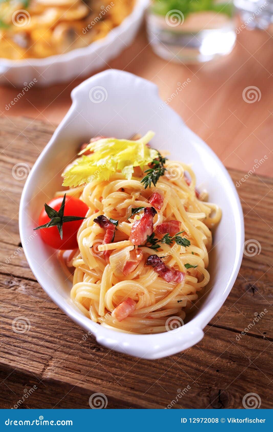 Spaghetti with bacon stock photo. Image of dinner, italian - 12972008