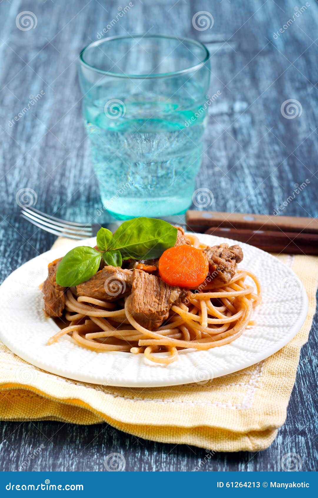Spaghetti with beef stew stock image. Image of wholemeal - 61264213
