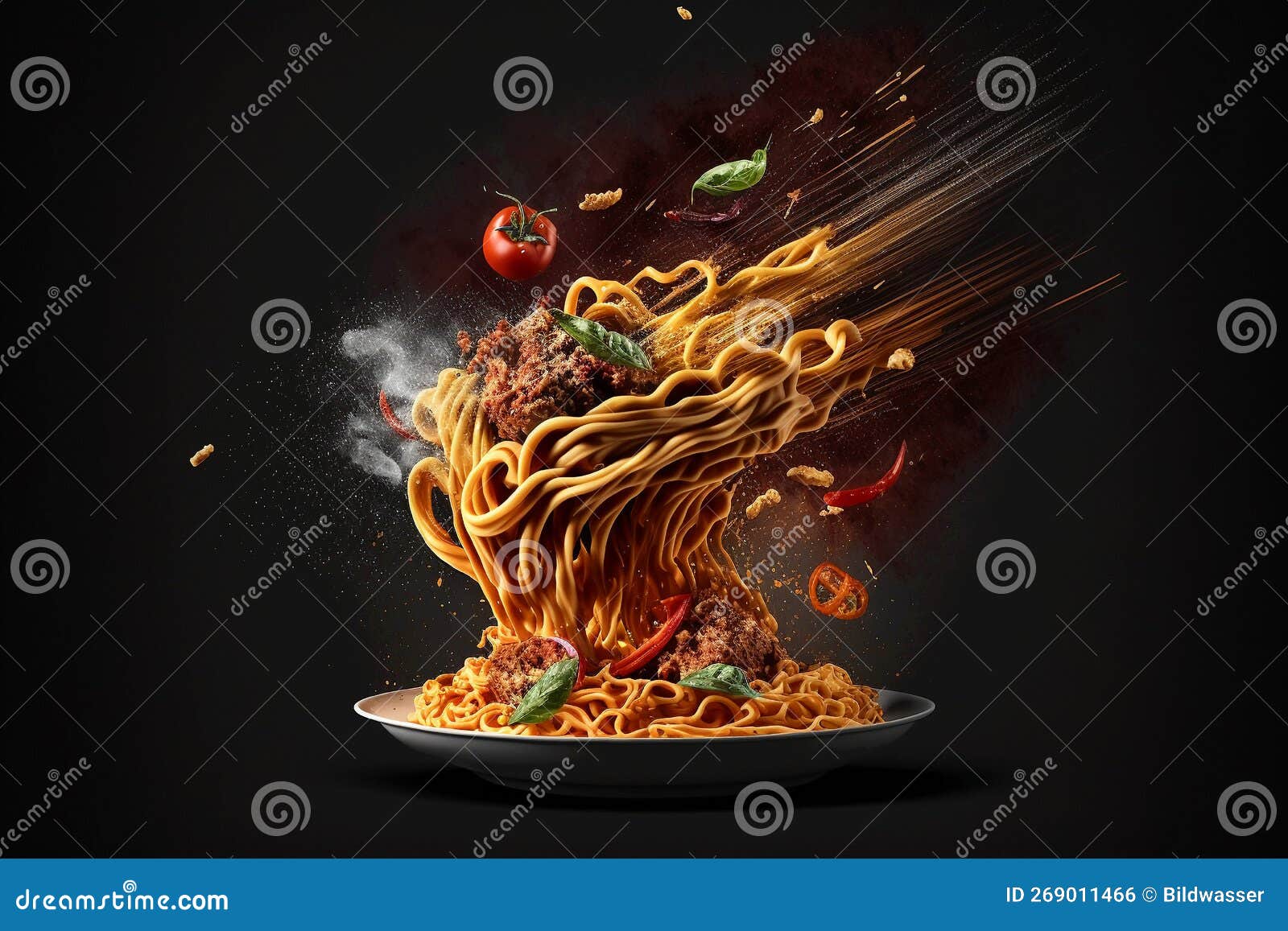 Spaghetti Bolognese Fast Food Exploding. Generative Ai Stock ...