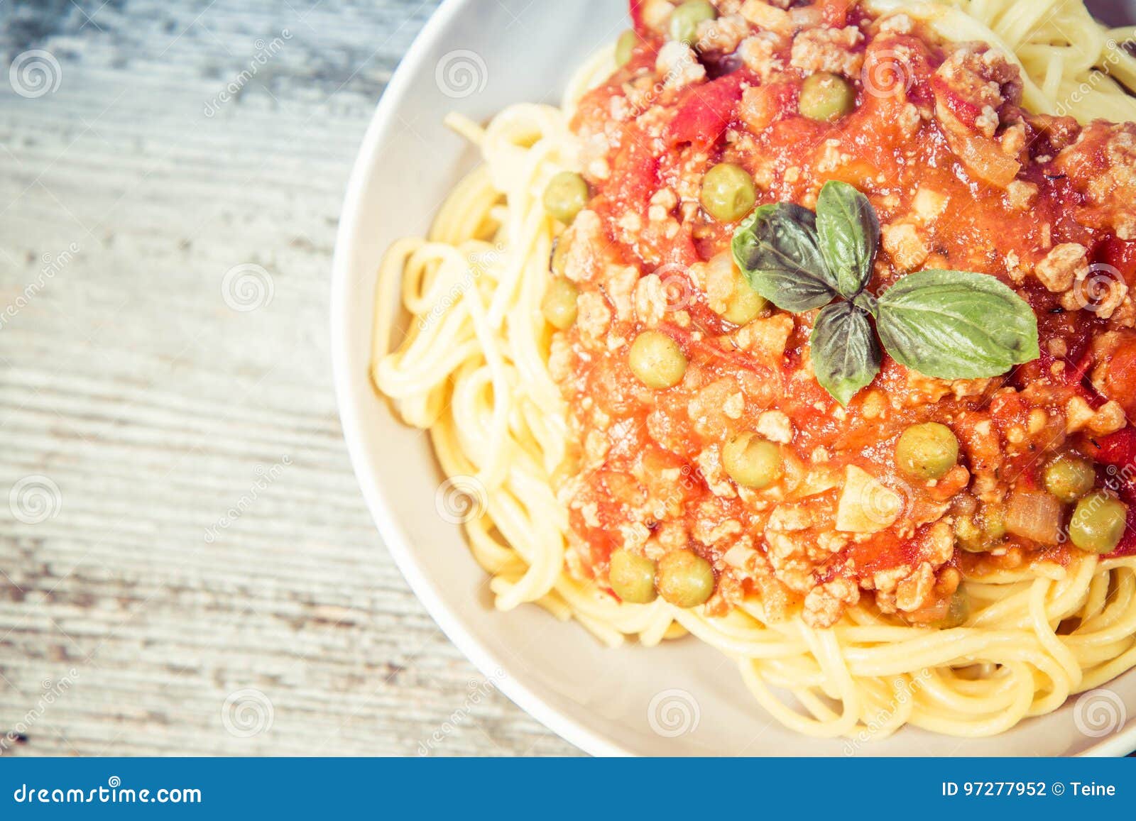 Spaghetti bolognese stock photo. Image of cook, garnish - 97277952