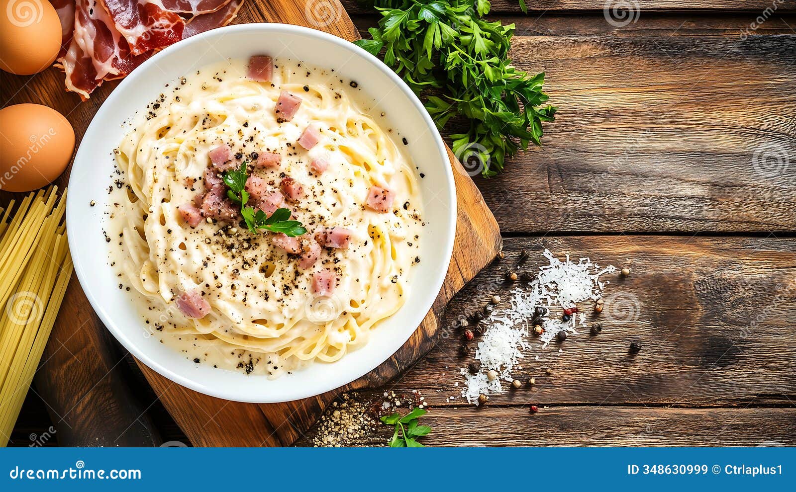 Spaghetti Carbonara. Classic Italian Pasta Dish With Silky Cheese Sauce ...