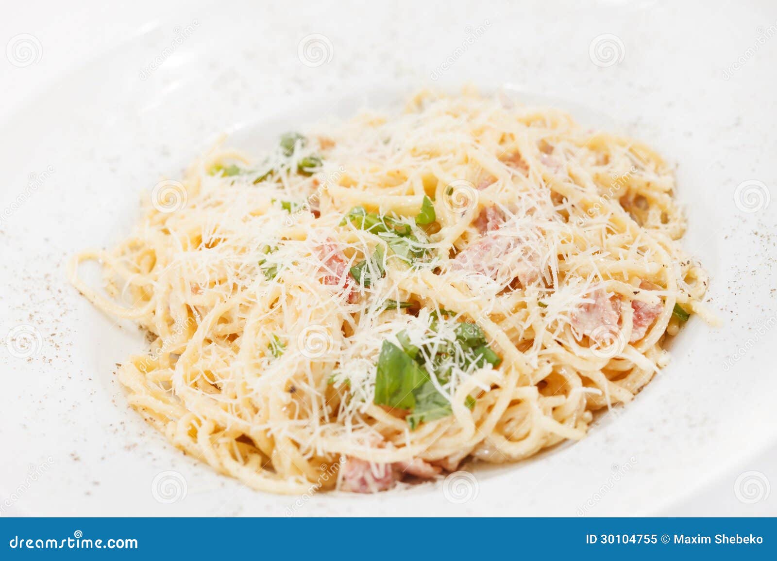 Spaghetti carbonara stock image. Image of parmesan, homemade - 30104755