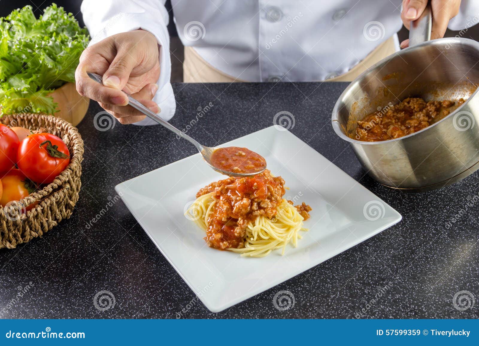 Spaghetti stock image. Image of bowl, chef, italian, pasta - 57599359