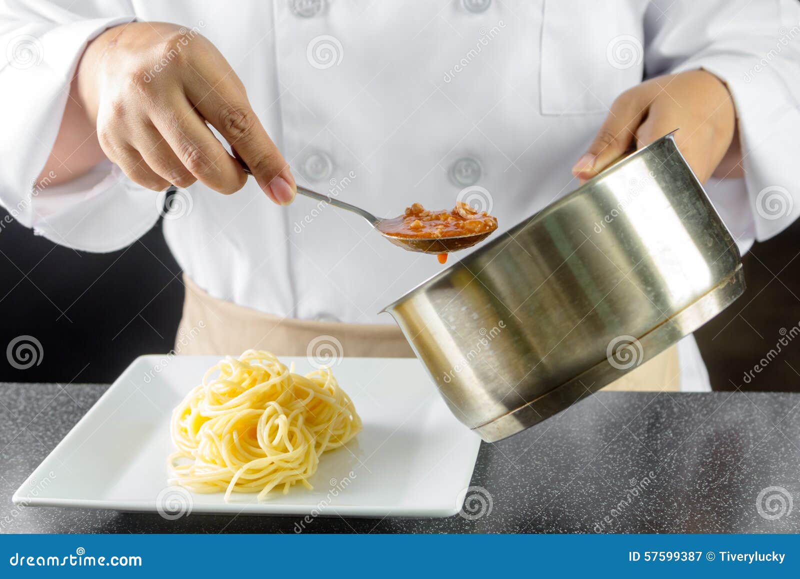 Spaghetti stock image. Image of juicy, italian, chef - 57599387