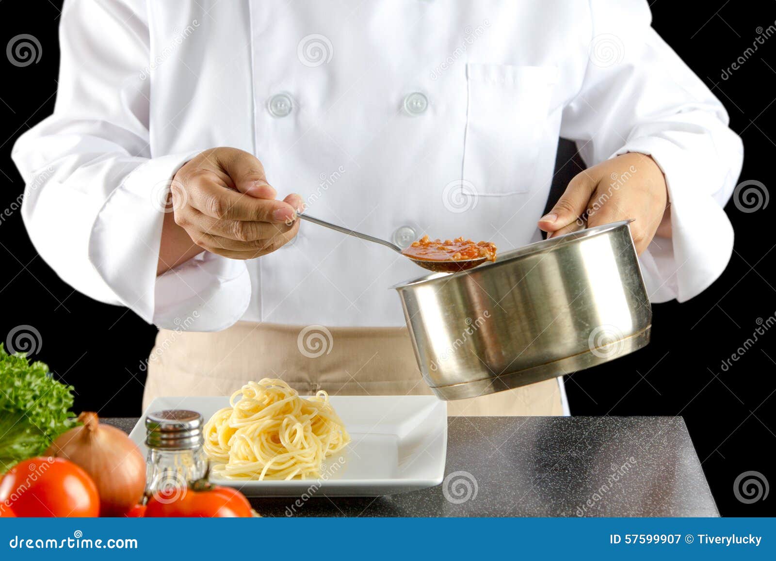 Spaghetti stock image. Image of healthy, basil, lunch - 57599907