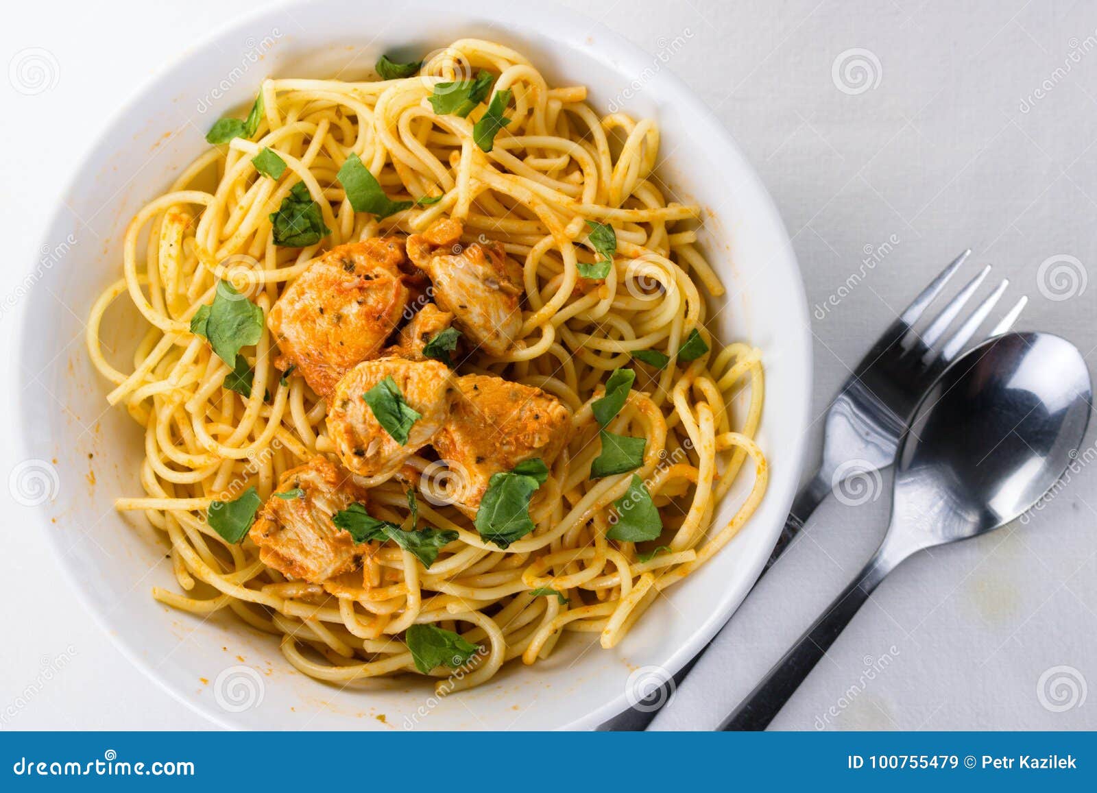 Pasta top down stock image. Image of herbs, dish, noodles - 100755479