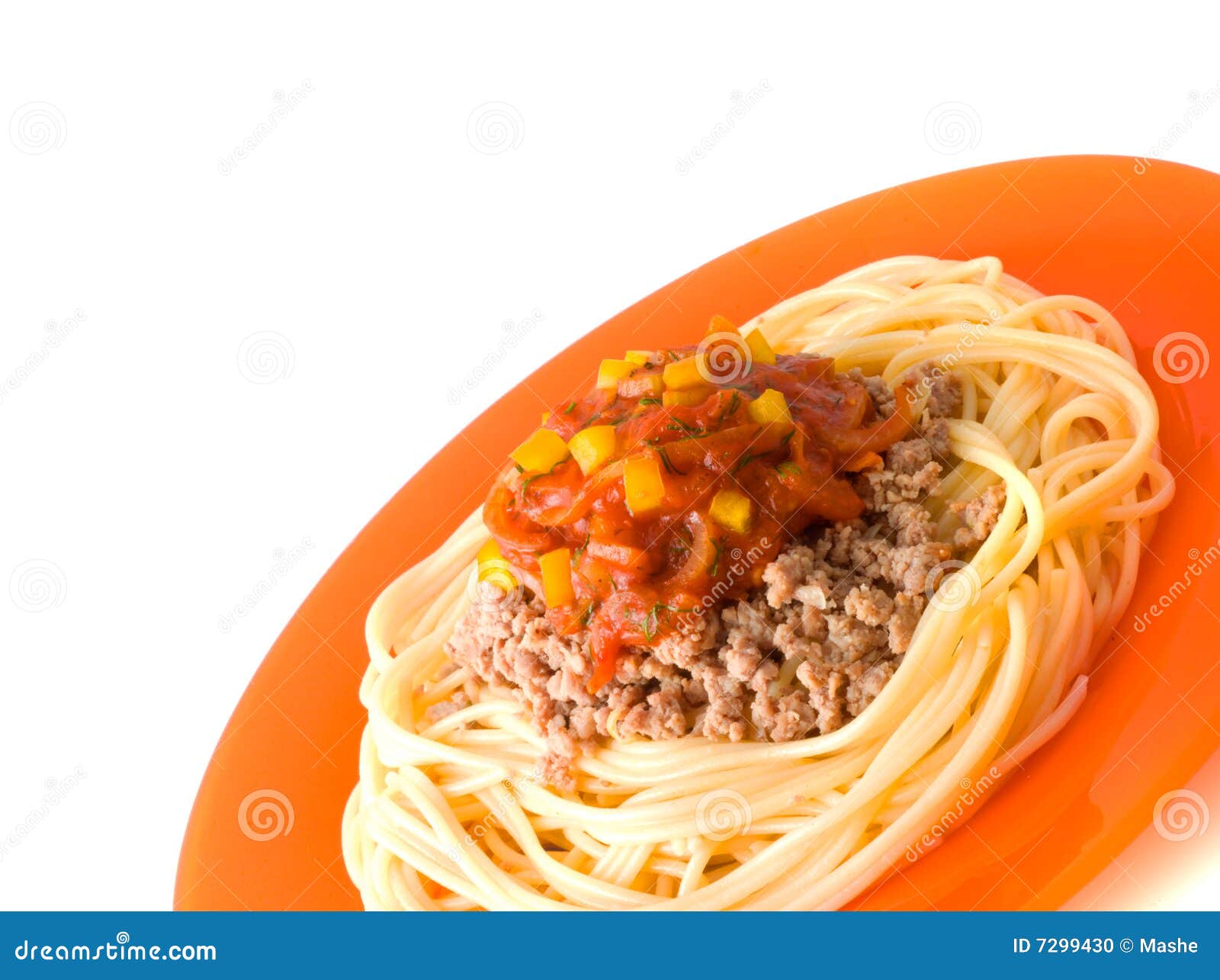 Spaghetti con carne fotografia stock. Immagine di italiano - 7299430
