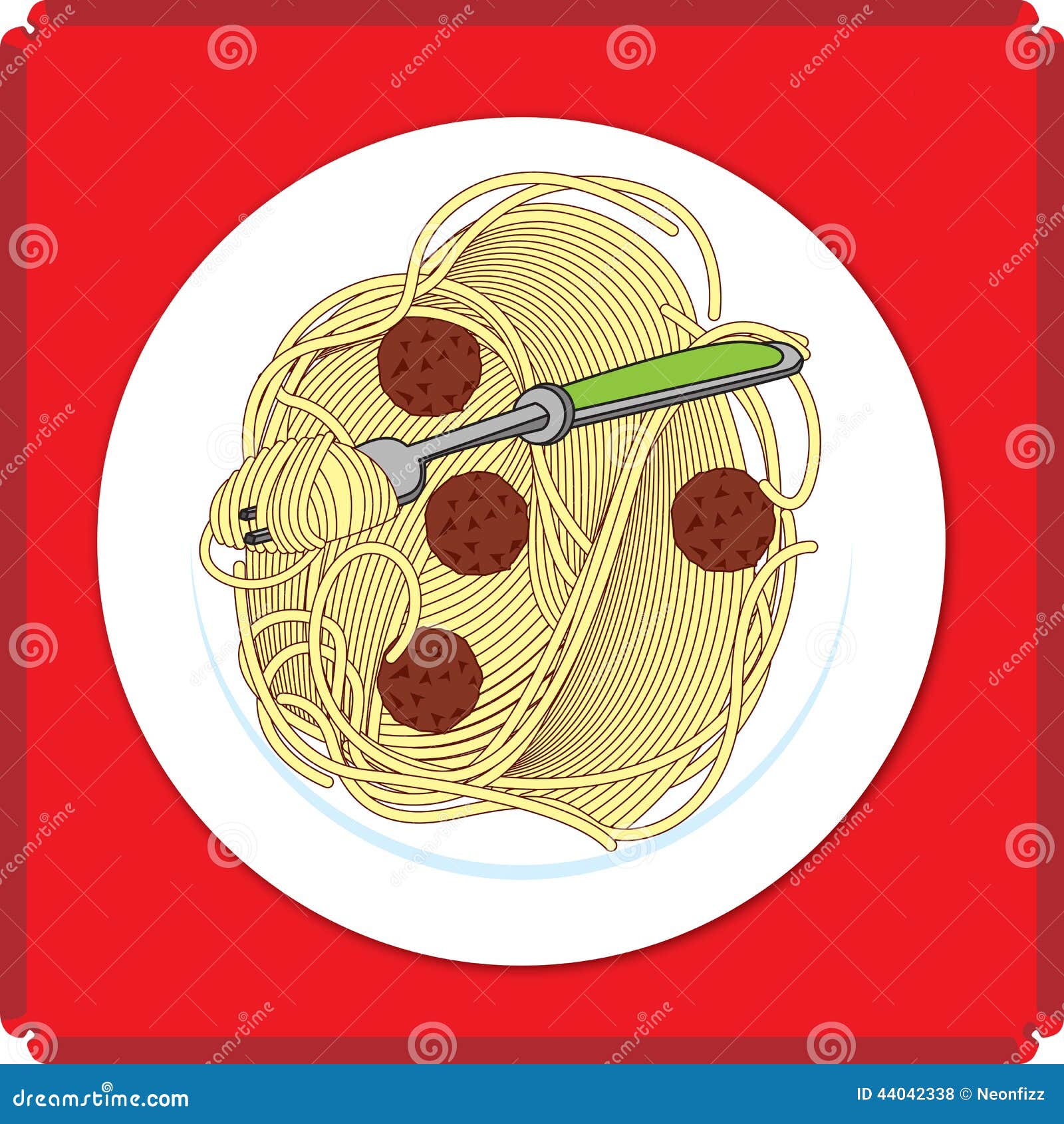 Spaghetti Con L'icona Delle Polpette Illustrazione di Stock ...