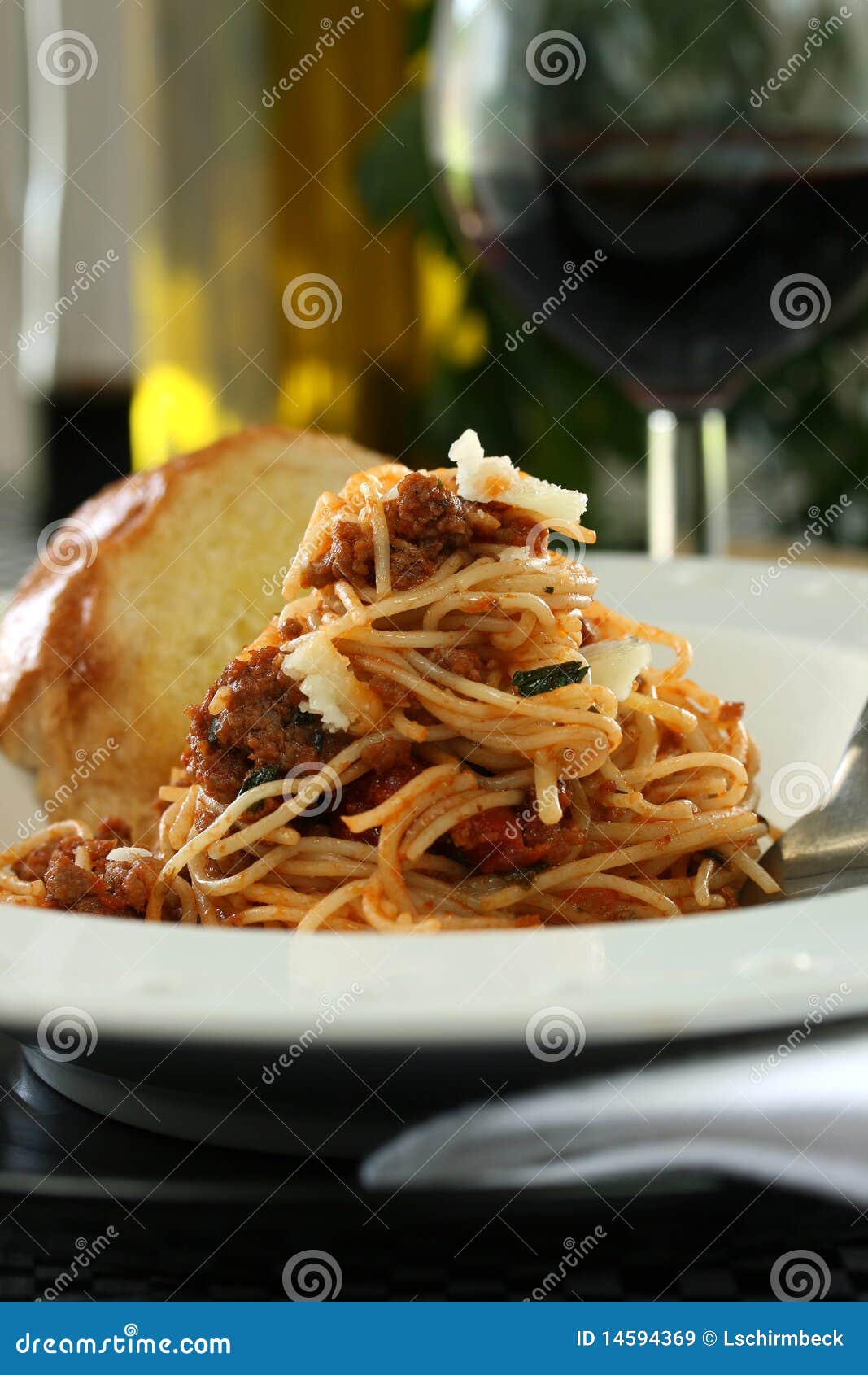 Spaghetti Dinner stock image. Image of good, green, gold - 14594369