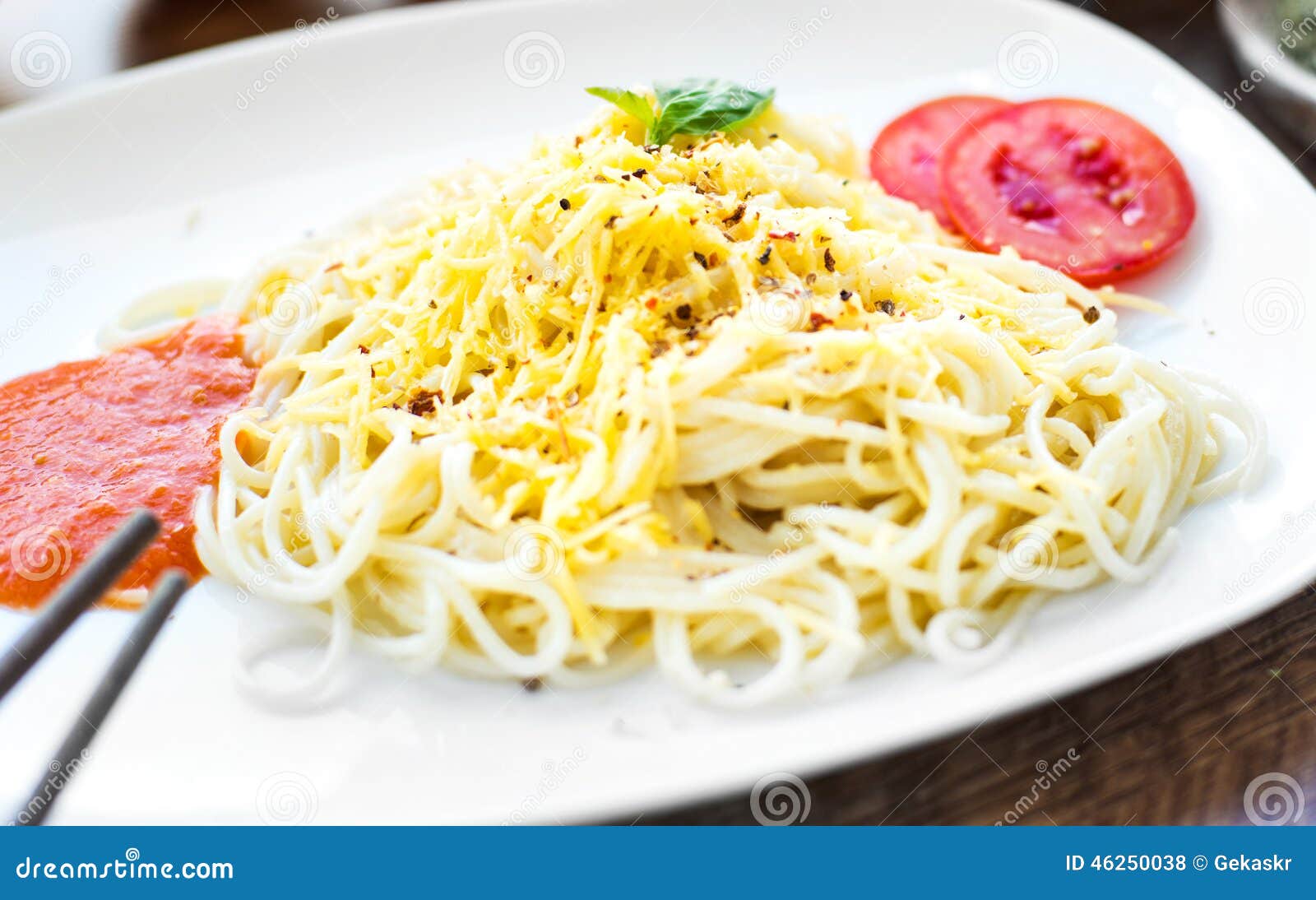 Spaghetti dinner stock photo. Image of italy, chopsticks - 46250038