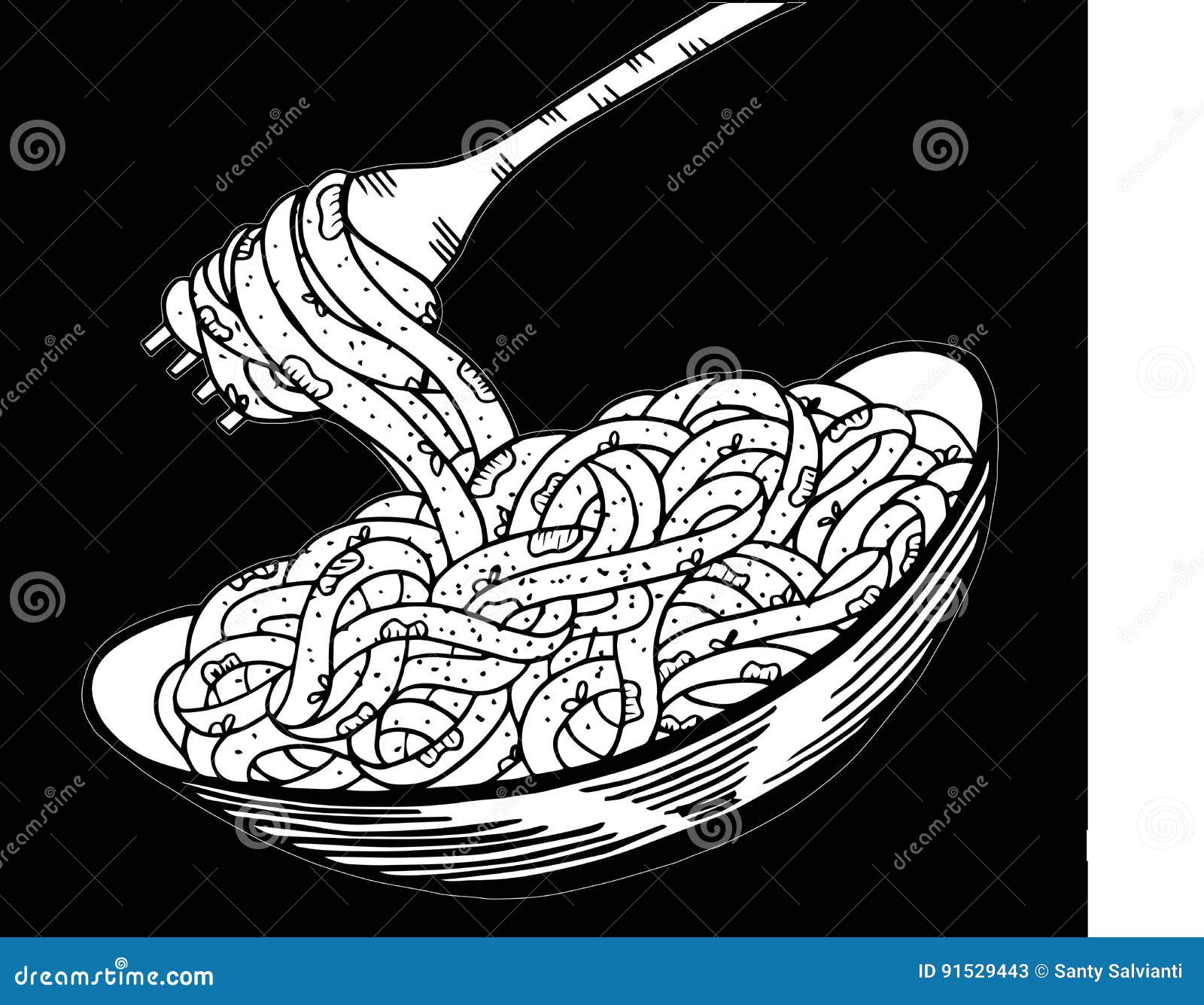 Spaghetti Doodle, Hand Drawing Stock Illustration - Illustration of ...